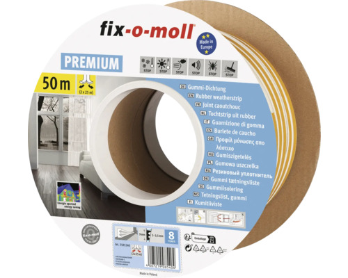 FIX-O-MOLL Premium rubber tochtband E zelfklevend wit 9 mm x 50 m kopen ...